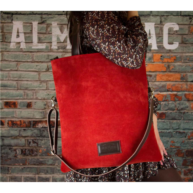 Almanac Leather Ženska kožna torba Tote&Crossbody Crvena ALTTCC