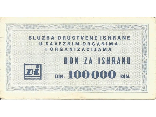 Bon za ishranu 100.000 din