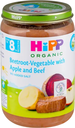 HIPP
ORGANIC kašica za bebe - krompir, jabuka i cvekla sa govedinom, od 8. meseca, 220 g