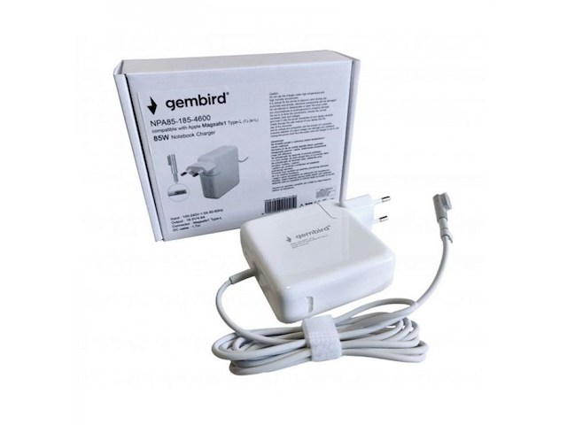 NPA85-185-4600 (TJ-341L Apple Type-L) Gembird punjac za MacBook 85W-18.5V-4.6A, Magsafe1 Type-L