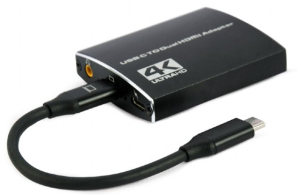 A-CM-HDMIF2-01 Gembird USB-C to dual HDMI adapter, 4K 60Hz, black