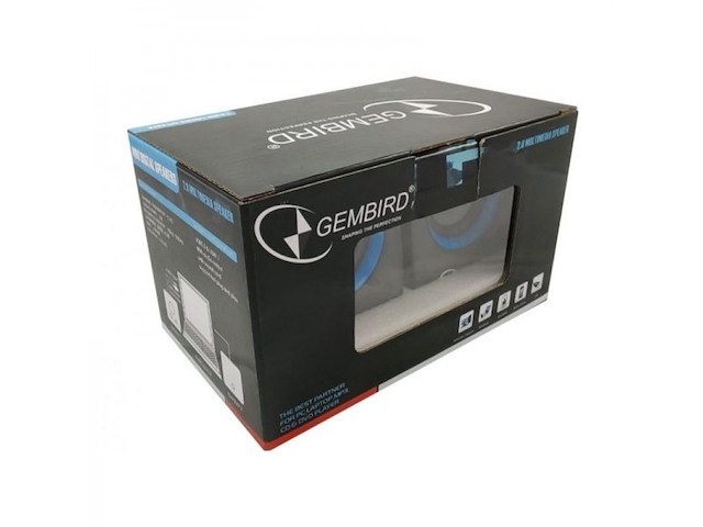 SPK-111 ** Gembird Stereo zvucnici Blue/black, 2 x 3W RMS USB pwr, 3.5mm kutija sa prozorom (399)
