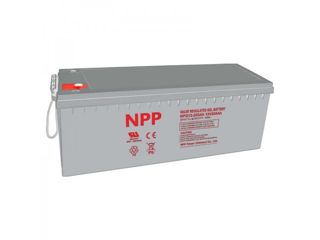 NPP NPG12V-200Ah, GEL BATTERY, C20=200AH, T16, 522x238x218x222, 52,8KG, Light grey