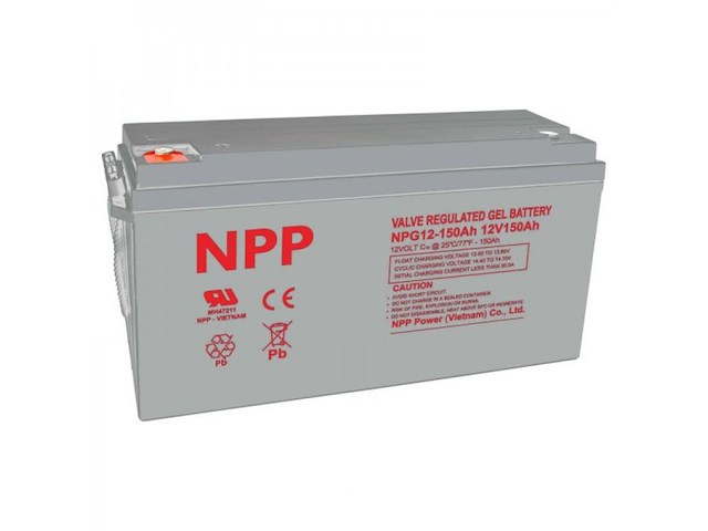 NPP NPG12V-150Ah, GEL BATTERY, C20=150AH, T16, 485*172*240*240, 38,5KG, Light grey