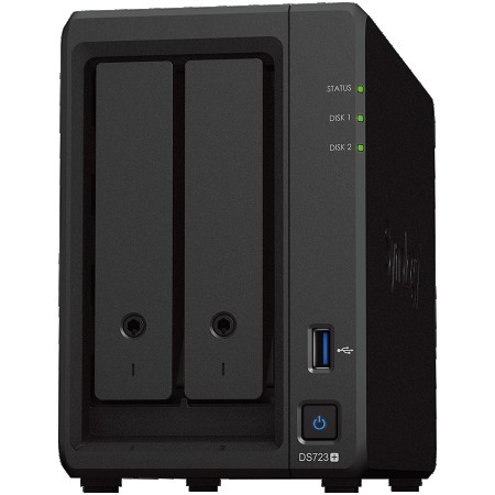 Synology DS723+, Tower, 2-Bays 3.5 SATA, 2xM.2 2280 NVMe, AMD Ryzen R1600 dual-core (4-thread)