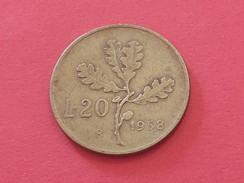 Italija - 20 lira 1958 god