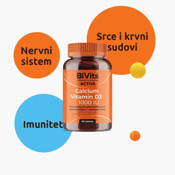 Bivits Activa Calcium Vitamin D3 1000IU Tablete A60