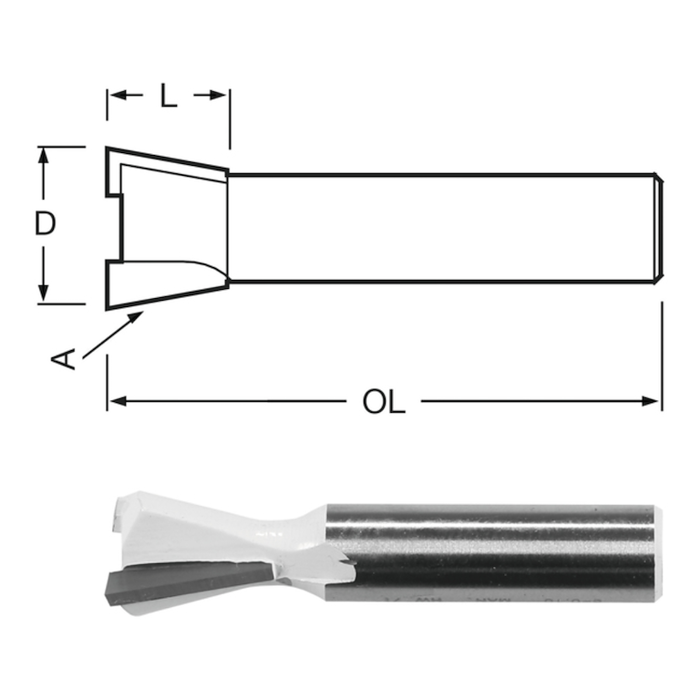 Makita Konturno glodalo u obliku lastinog repa 45×12,7mm, D-48072