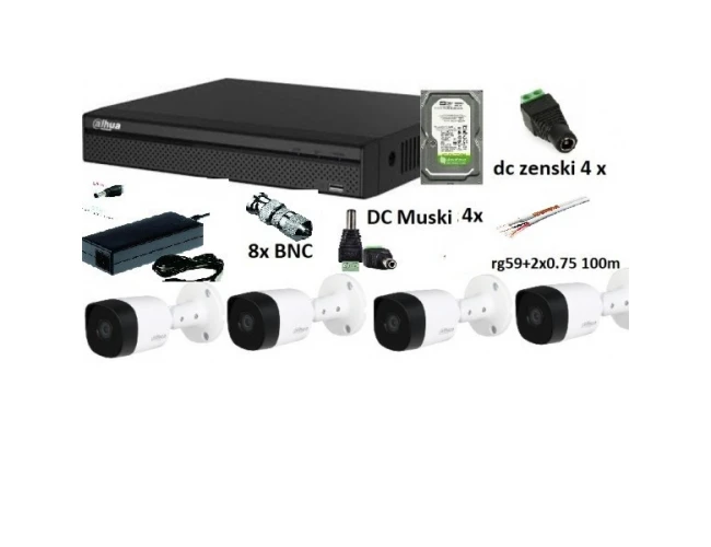 Dahua-01 digitalni video snimač 4 kanala set 4 kamere+2TB HDD 2Mpix