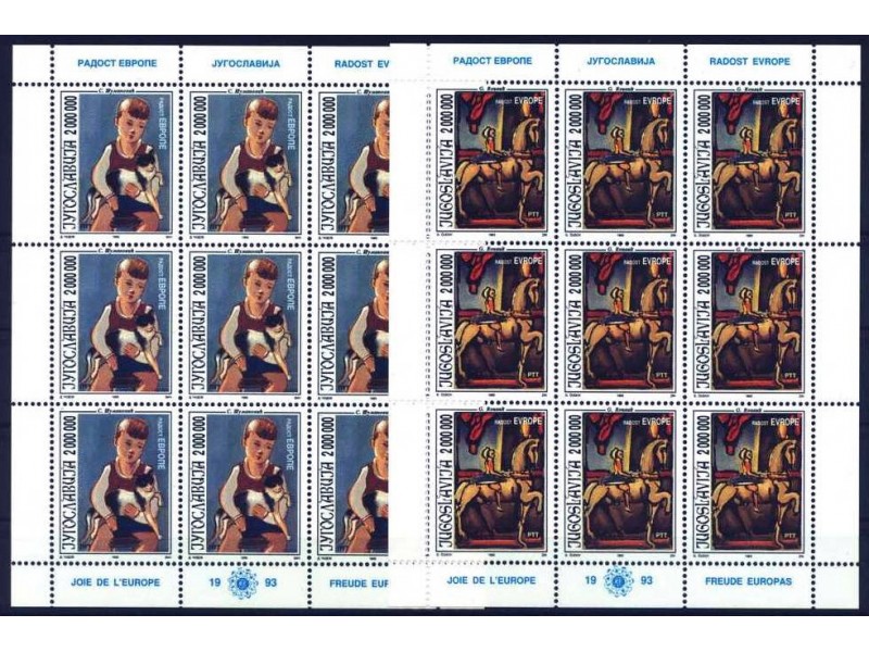 Jugoslavija 1993 Radost Evrope tabačić MNH