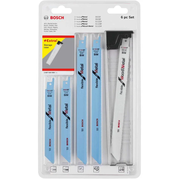 Bosch 6-delni set listova univerzalne testere Wood and Metal S 922 EF; S 922 BF (2x); S 1122 EF; S 1122 BF; S 1122 VF - 2607010906