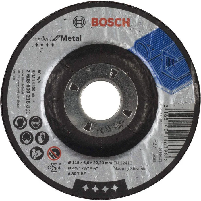 Bosch brusna ploča ispupčena Expert for Metal A 30 T BF, 115 mm, 6,0 mm - 2608600218