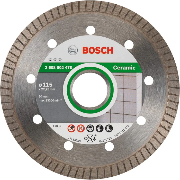 Bosch dijamantska rezna ploča Best for Ceramic Extra-Clean Turbo 115 x 22,23 x 1,4 x 7 mm - 2608602478