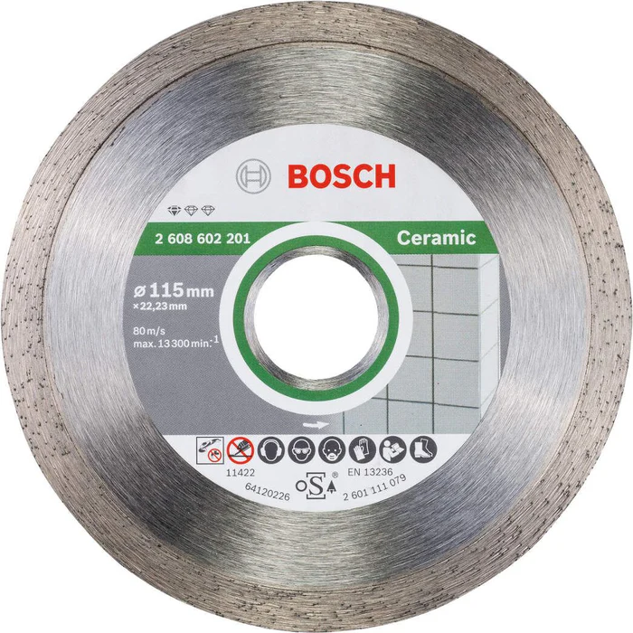 Bosch dijamantska rezna ploča Standard for Ceramic 115 x 22,23 x 1,6 x 7 mm - pakovanje od 1 komada (2608602201)