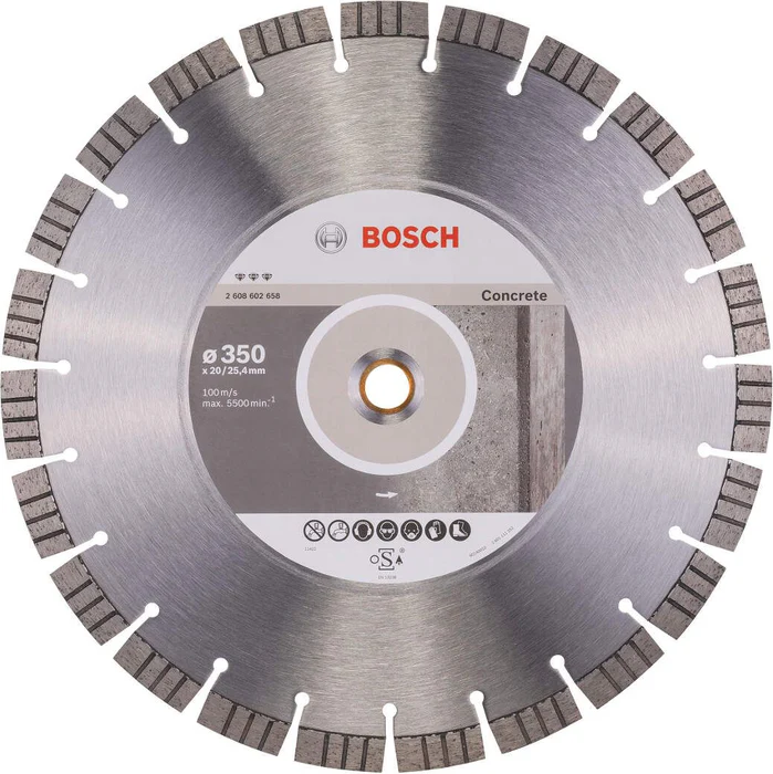 Bosch dijamantska rezna ploča za beton Best for Concrete 350 x 20,00+25,40 x 3,2 x 15 mm - 2608602658
