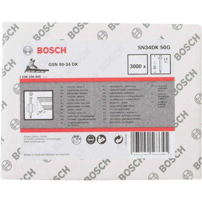 Bosch ekser sa prugama D–glava SN34DK 50G 2,8 mm, 50 mm, pocinkovana, glatka - 2608200005