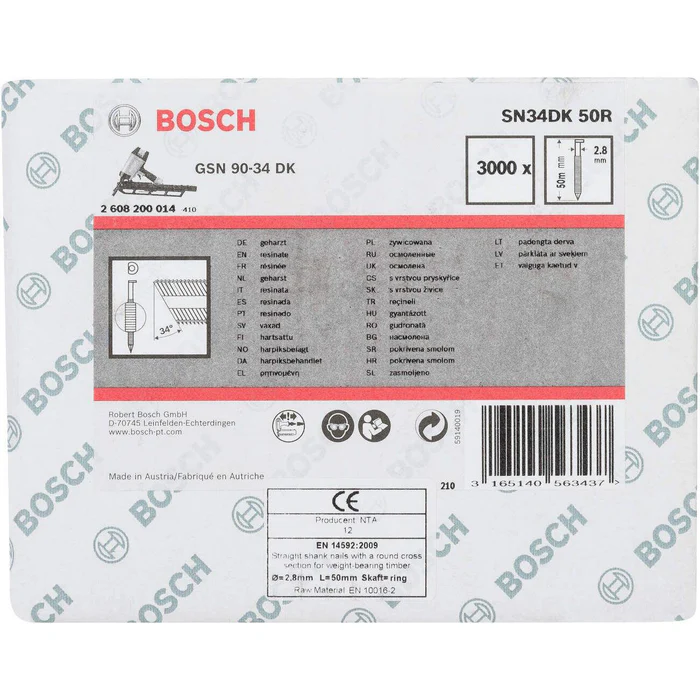 Bosch ekser sa prugama D–glava SN34DK 50R 2,8 mm, 50 mm, čista, nabrazdana - 2608200014