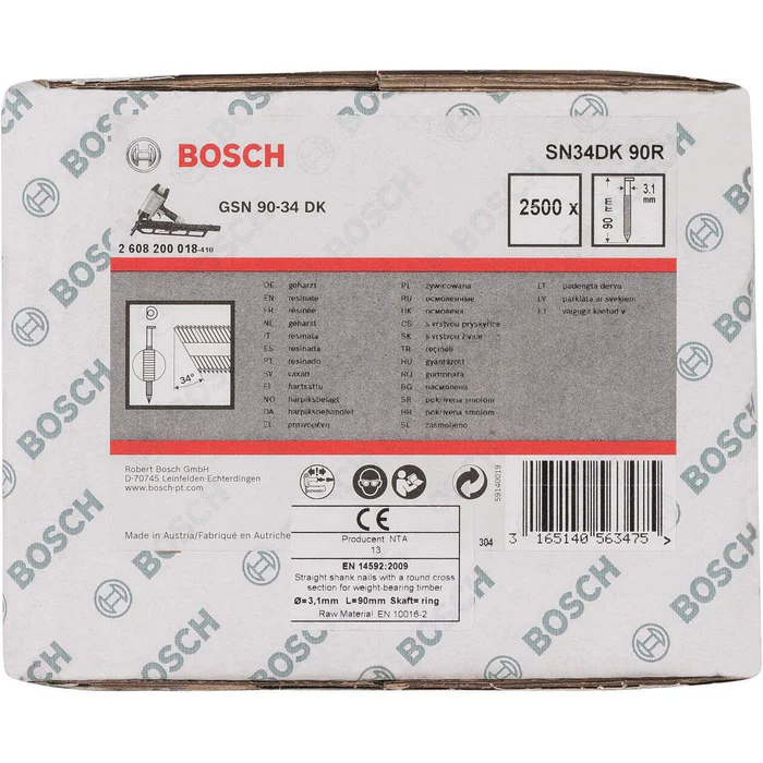 Bosch ekser sa prugama D–glava SN34DK 90R 3,1 mm, 90 mm, čista, nabrazdana - 2608200018