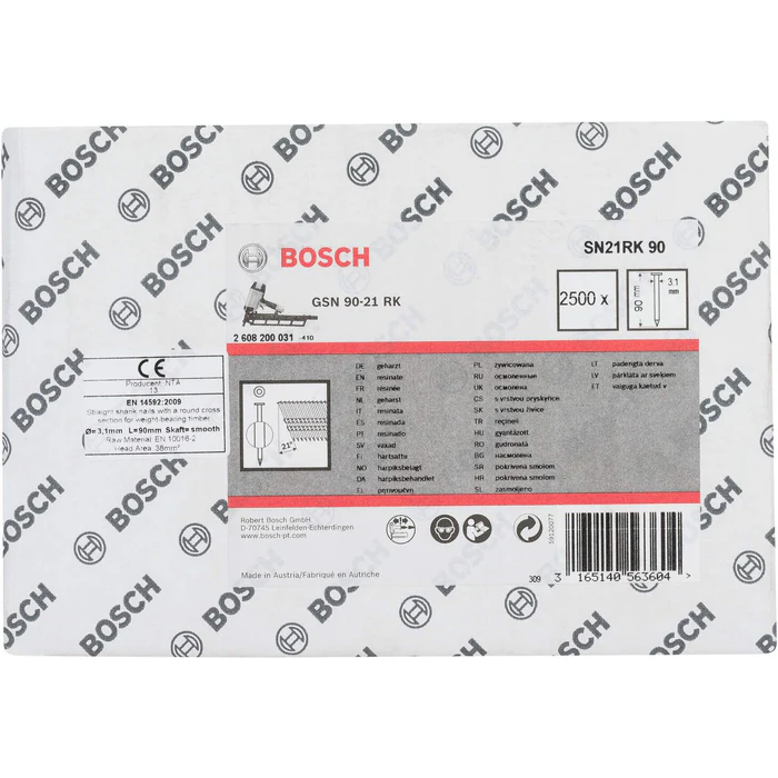 Bosch ekser sa prugama okrugla glava SN21RK 90 3,1 mm, 90 mm, čista, glatka - 2608200031