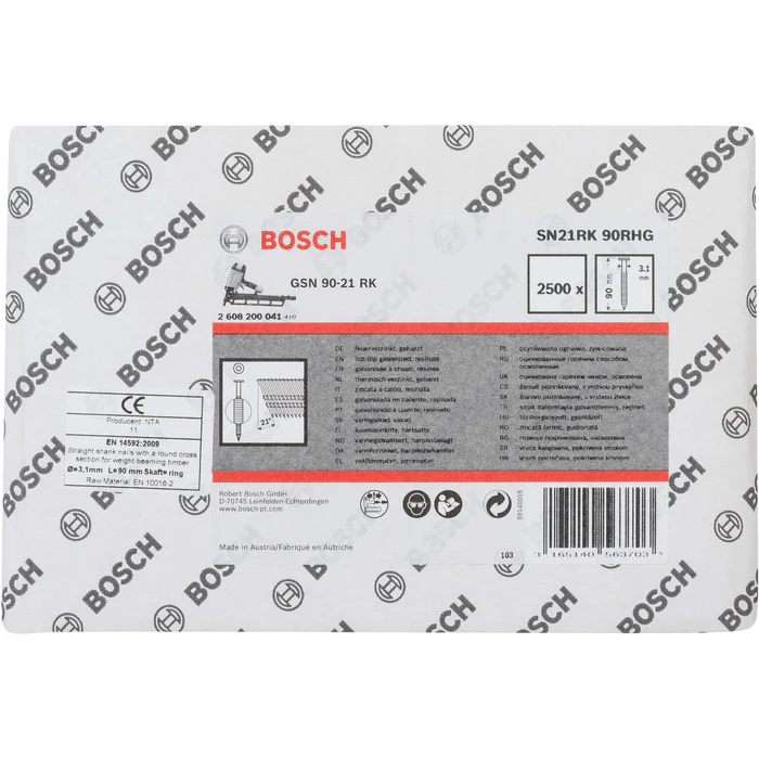 Bosch ekser sa prugama okrugla glava SN21RK 90RHG 3,1 mm, 90 mm, toplo pocinkovana, nabrazdana - 2608200041