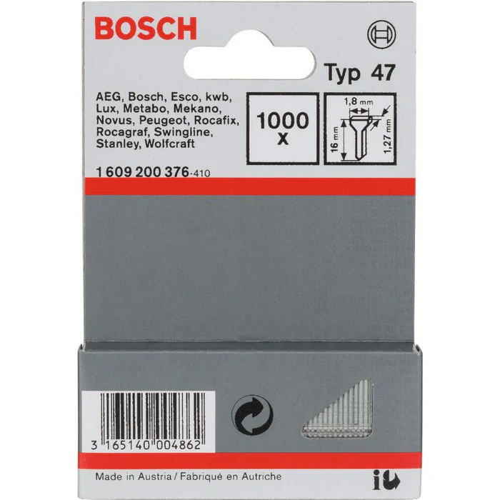 Bosch ekser tip 47 1,8 x 1,27 x 16 mm - 1609200376