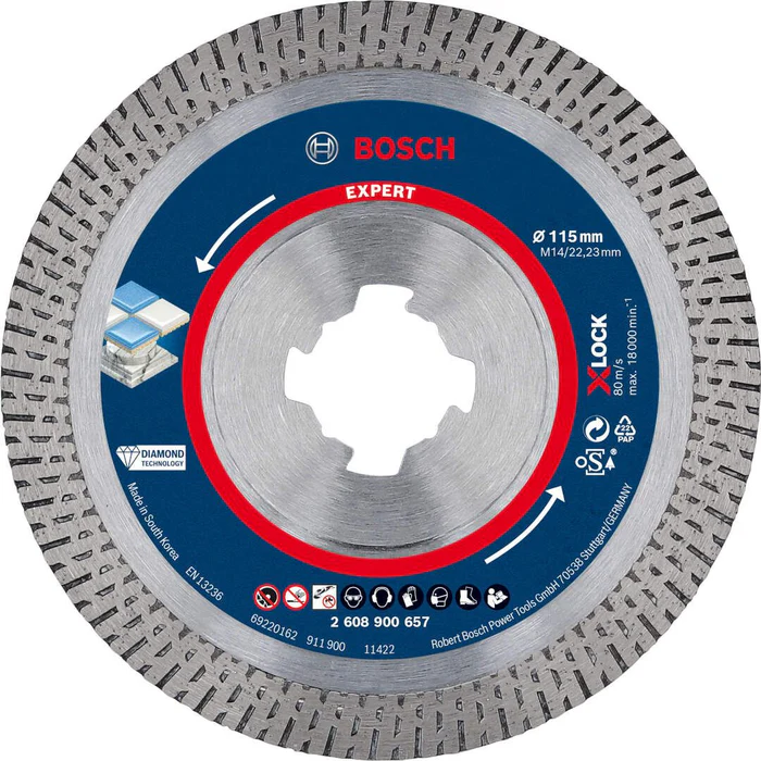 Bosch EXPERT HardCeramic X-LOCK dijamantska rezna ploča 115 x 22,23 x 1,4 x 10 mm - 2608900657