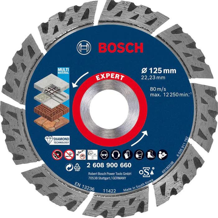 Bosch EXPERT MultiMaterial dijamantska rezna ploča 125 x 22,23 x 2,2 x 12 mm - 2608900660