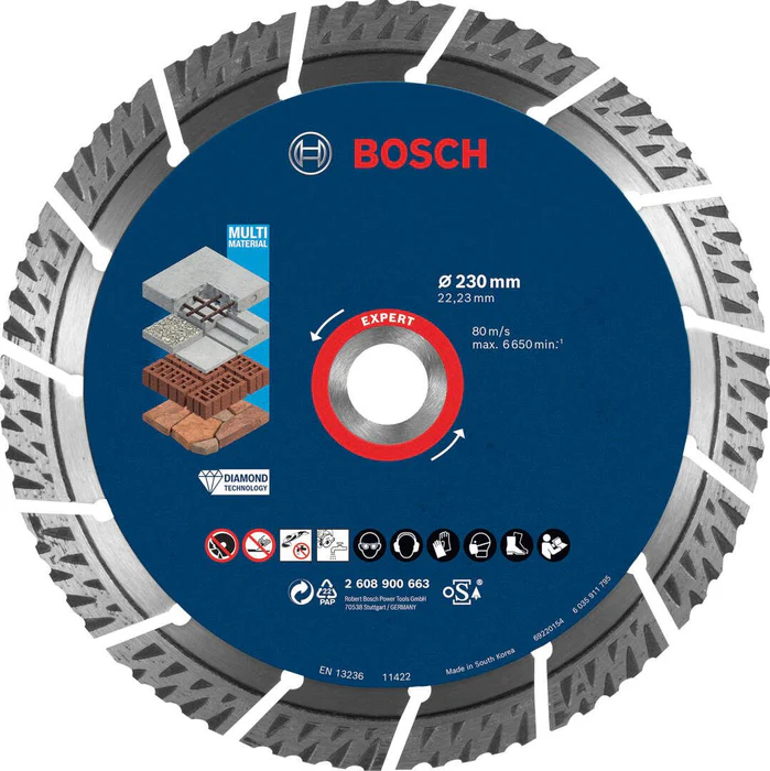 Bosch EXPERT MultiMaterial dijamantska rezna ploča 230 x 22,23 x 2,4 x 15 mm - 2608900663