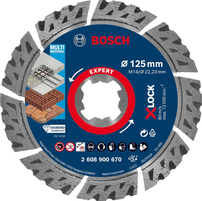 Bosch EXPERT MultiMaterial X-LOCK dijamantska rezna ploča 125 x 22,23 x 2,4 x 12 mm - 2608900670