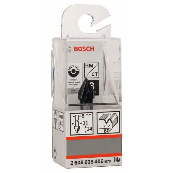 Bosch glodalo za V-kanale 8 mm, D1 11 mm, L 14 mm, G 45 mm, 60° - 2608628406