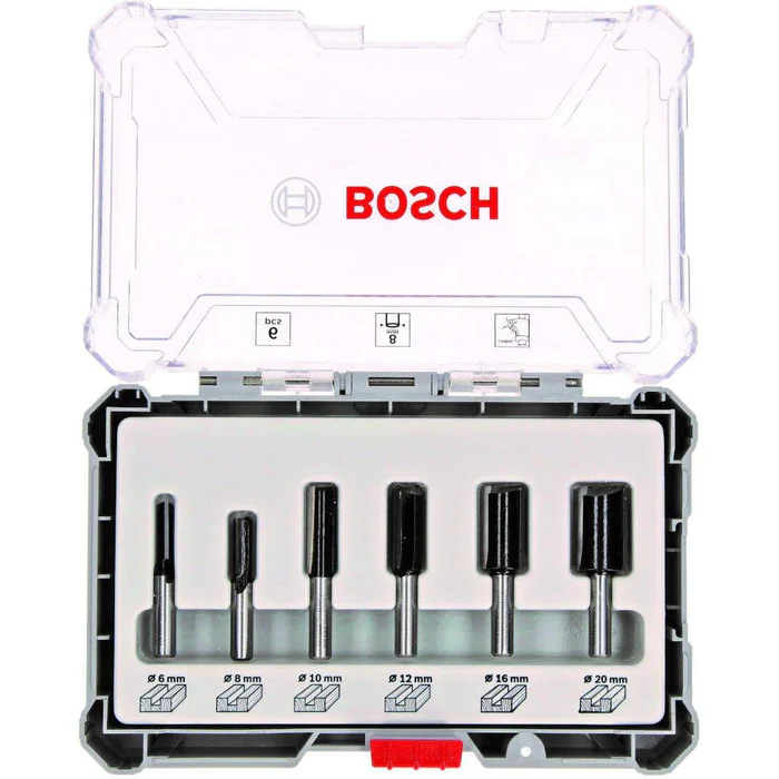 Bosch komplet ravnih glodala, 6 komada, prihvat od 8 mm - 2607017466