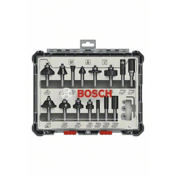 Bosch komplet raznih glodala, 15 komada, prihvat od 8 mm - 2607017472