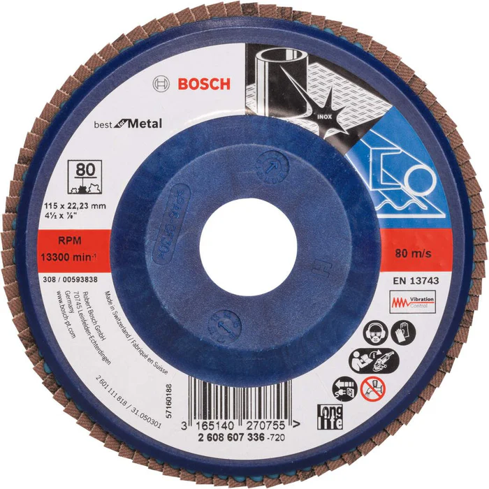 Bosch lamelni brusni disk X571, Best for Metal Prečnik 115 mm; granulacija 80, ravni - 2608607336