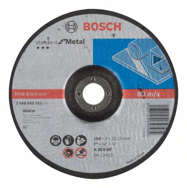 Bosch rezna ploča ispupčena Standard for Metal A 30 S BF, 180 mm, 22,23 mm, 3,0 mm - 2608603161