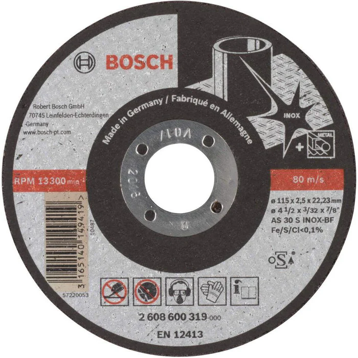 Bosch rezna ploča ravna Expert for Inox AS 30 S INOX BF, 115 mm, 2,5 mm - 2608600319