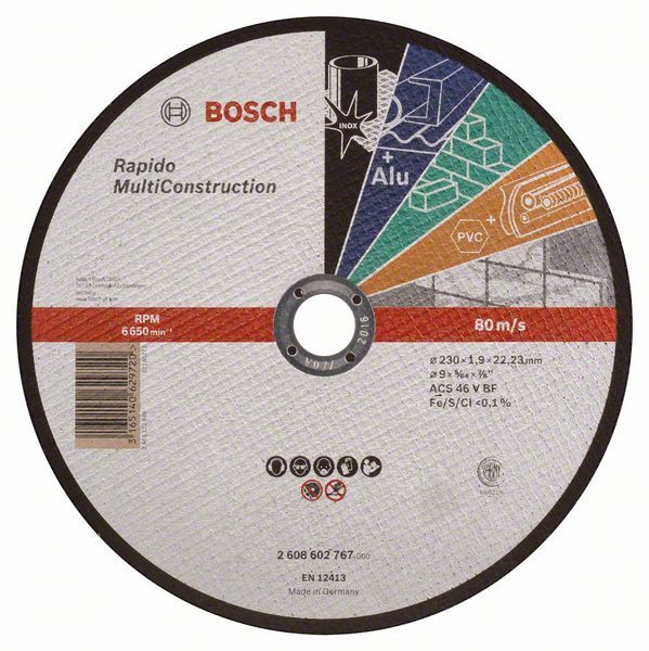 Bosch rezna ploča ravna Rapido Multi Construction ACS 46 V BF, 230 mm, 1,9 mm - 2608602767