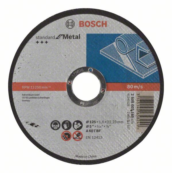 Bosch rezna ploča ravna Standard for Metal A 60 T BF, 125 mm, 22,23 mm, 1,6 mm - 2608603165