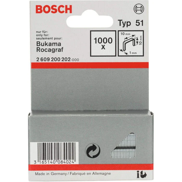 Bosch spajalica od pljosnate žice tip 51 10 x 1 x 10 mm - 2609200202