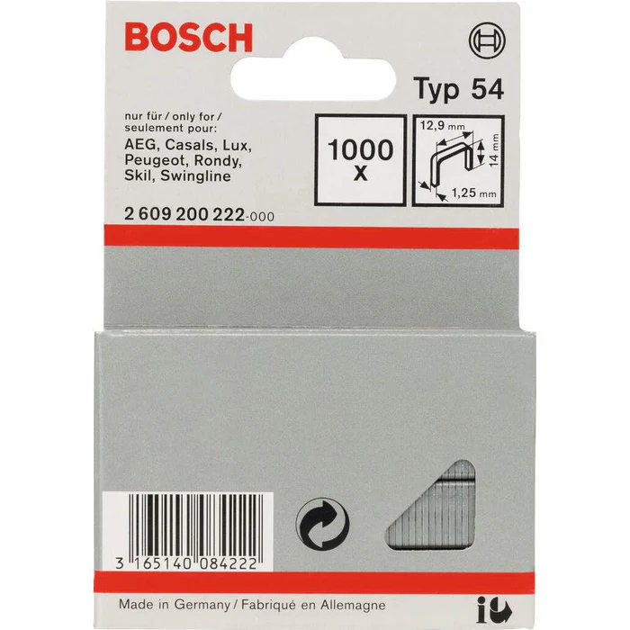 Bosch spajalica od pljosnate žice tip 54 12,9 x 1,25 x 14 mm - 2609200222