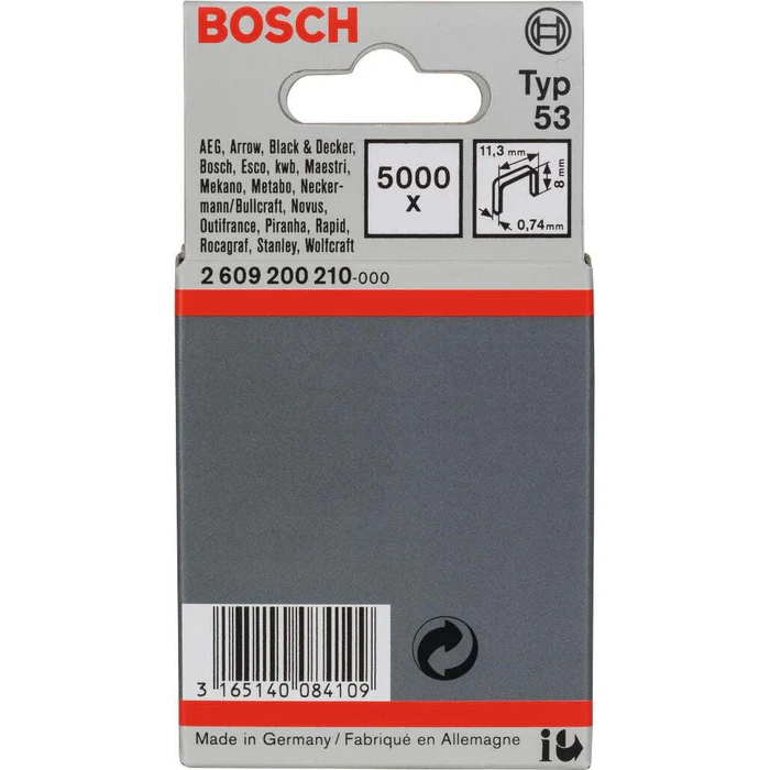 Bosch spajalica od tanke žice tip 53 11,4 x 0,74 x 8 mm 5000kom - 2609200210