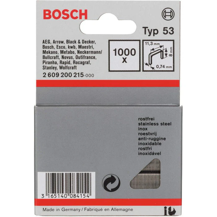 Bosch spajalica od tanke žice tip 53, nerđajuća Tip 53; dužina 8 mm - 2609200215