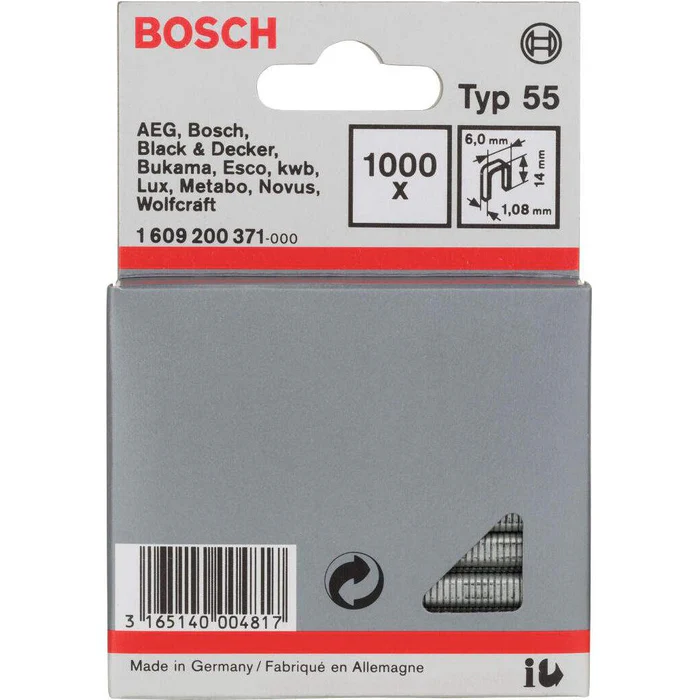 Bosch spajalica sa uskim leđima tip 55 6 x 1,08 x 14 mm - 1609200371