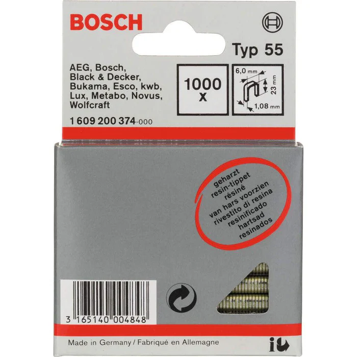 Bosch spajalica sa uskim leđima tip 55 obložena smolom 6 x 1,08 x 23 mm - 1609200374