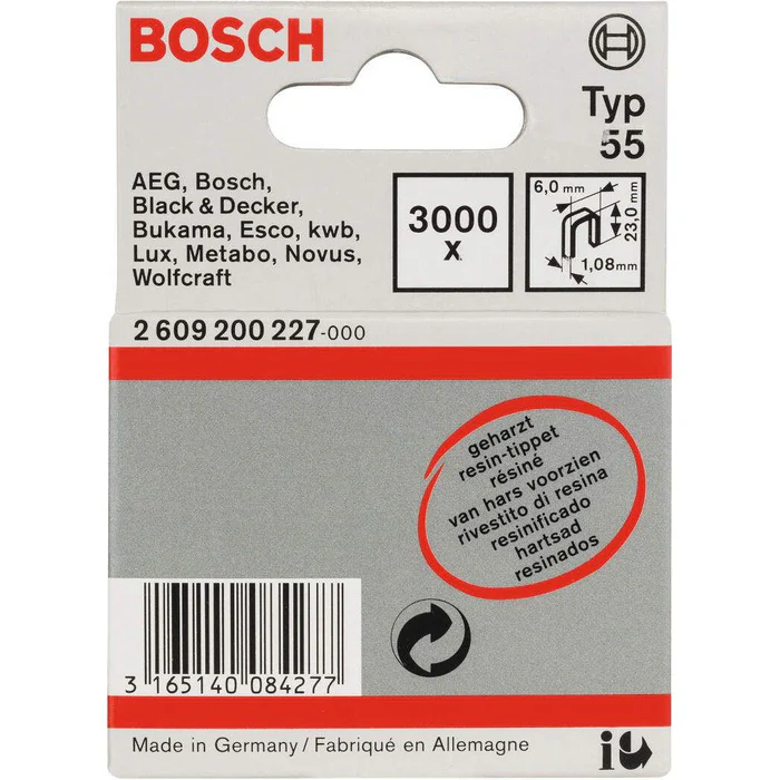 Bosch spajalica sa uskim leđima tip 55 obložena smolom 6 x 1,08 x 23 mm - 2609200227