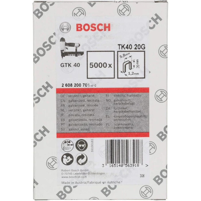 Bosch spajalica TK40 20G 1,2 mm, 20 mm, pocinkovana - 2608200701