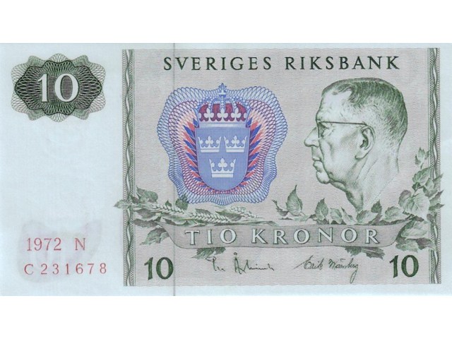 Svedska 10 kronor 1972 UNC