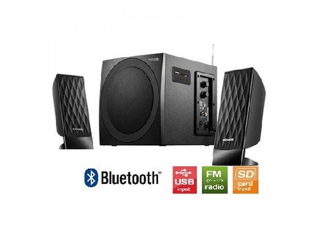 Microlab M-300BT Drveni 2.1  38W RMS(14W,2x12W) SD, USB, FM, BLUETOOTH, black, 3.5mm