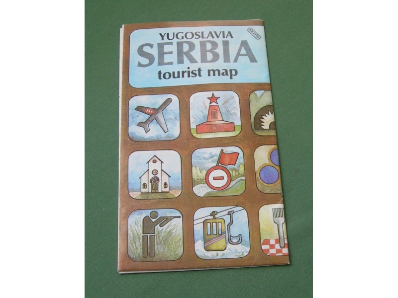 Yugoslavia, Serbia turistička mapa, 1985.