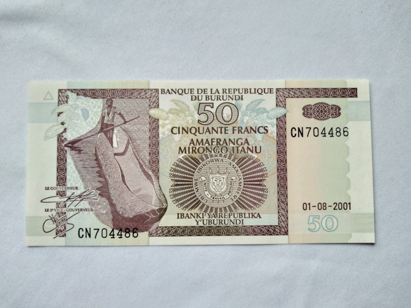 Burundi 50 francs,2001 god.UNC