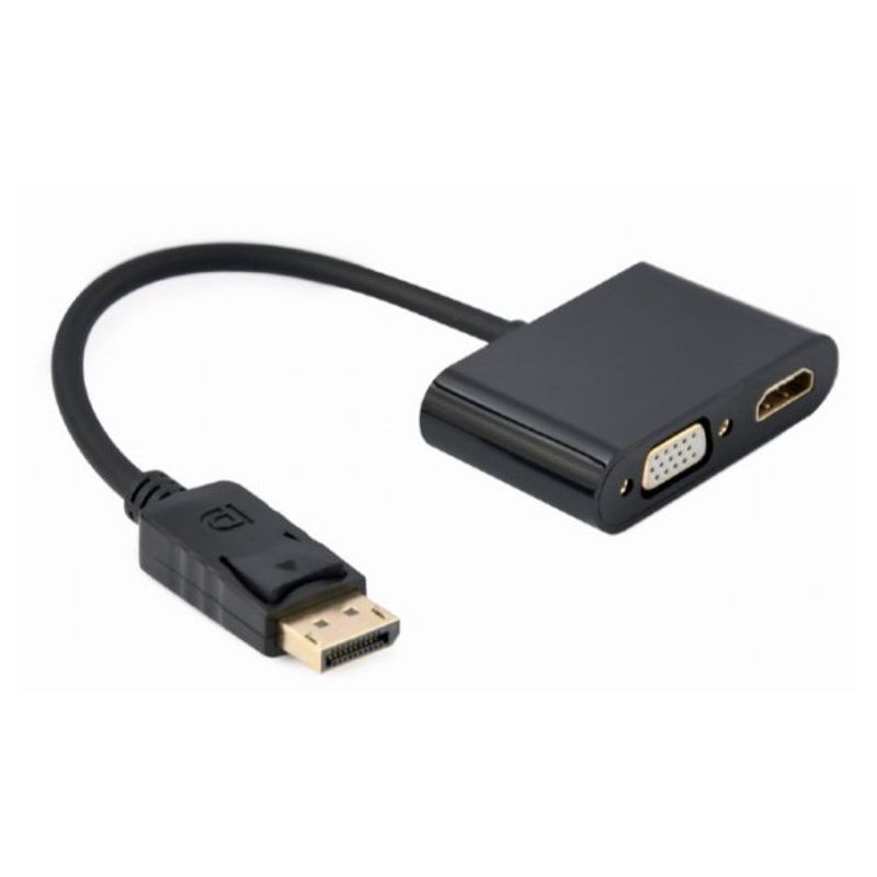 A-DPM-HDMIFVGAF-01 Gembird DisplayPort male to HDMI female + VGA female adapter cable, black